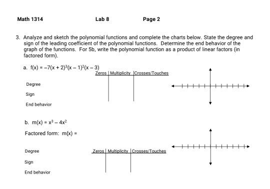 Solved Math 1314 Due April 1, 2020 Lab 8 Name For each of | Chegg.com
