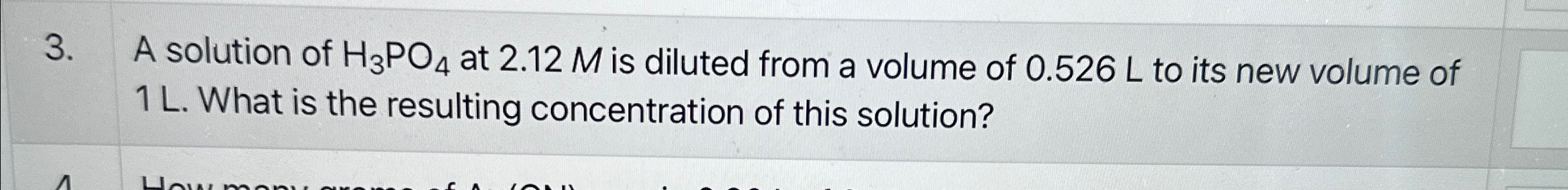 Solved A solution of H3PO4 ﻿at 2.12M ﻿is diluted from a | Chegg.com