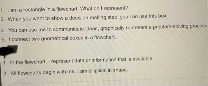 1. I am a rectangle in a flowchart. What do I | Chegg.com
