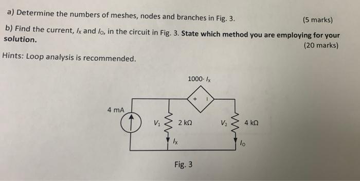 Solved a) Determine the numbers of meshes, nodes and | Chegg.com
