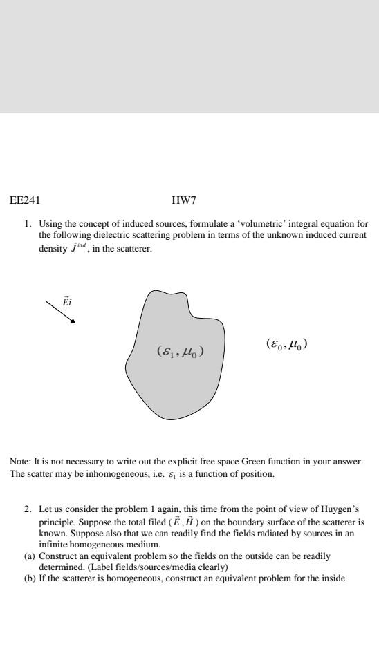 Solved EE241 HW7 1. Using the concept of induced sources, | Chegg.com