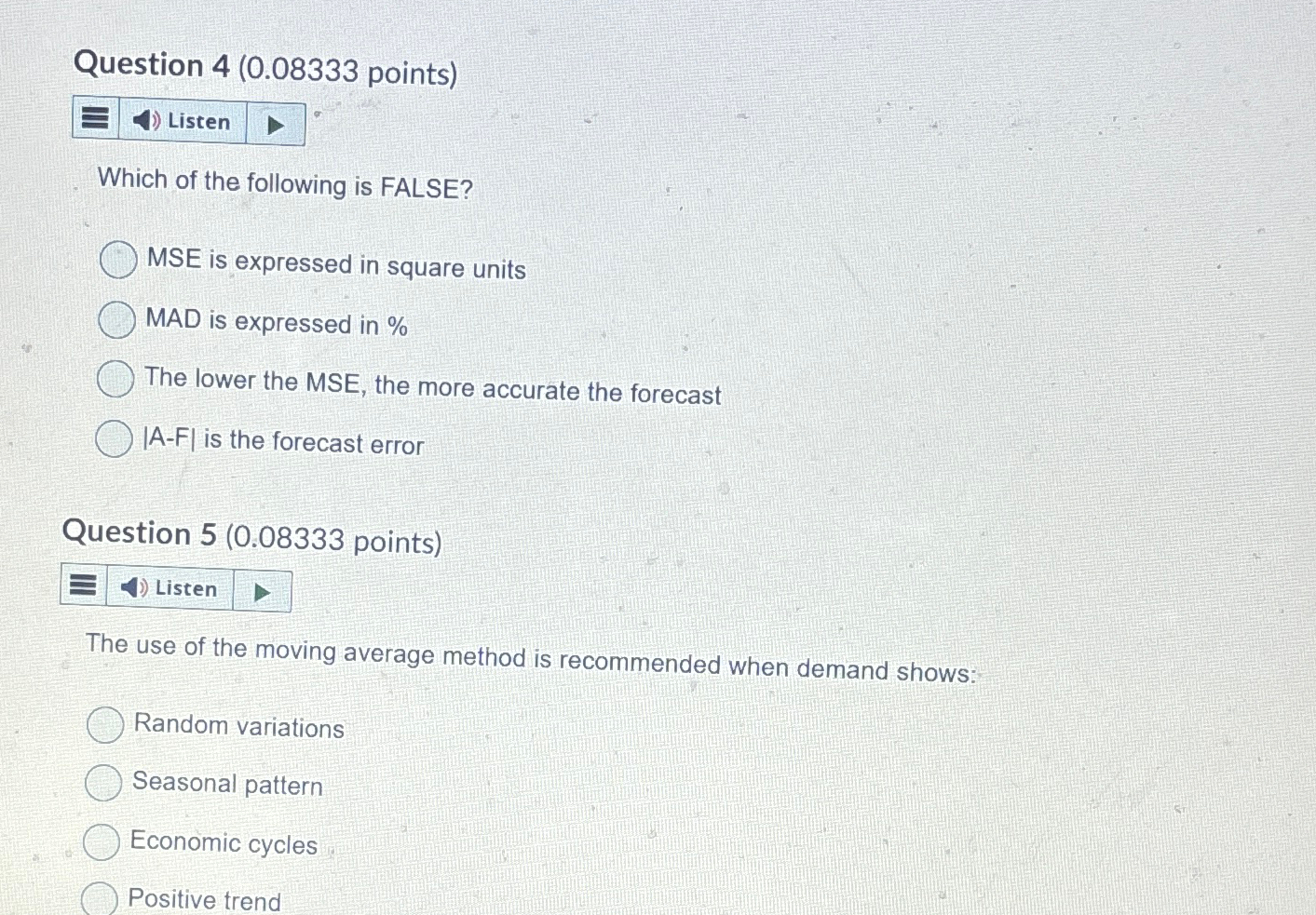 Solved Question 4 (0.08333 ﻿points)ListenWhich of the | Chegg.com