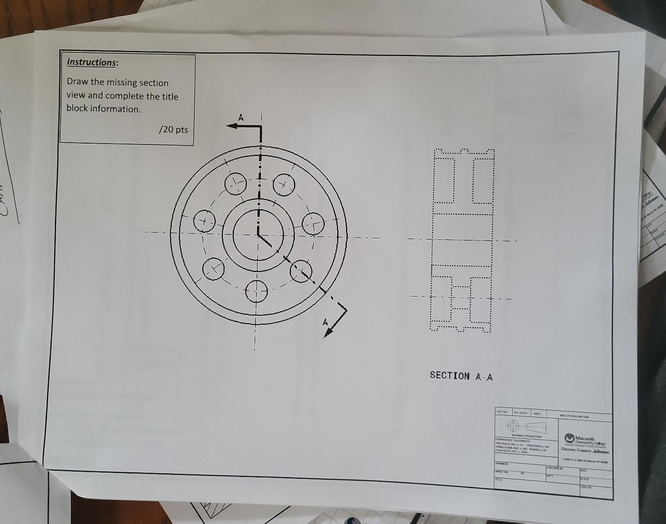 Solved Instructions: Draw the missing section view and | Chegg.com