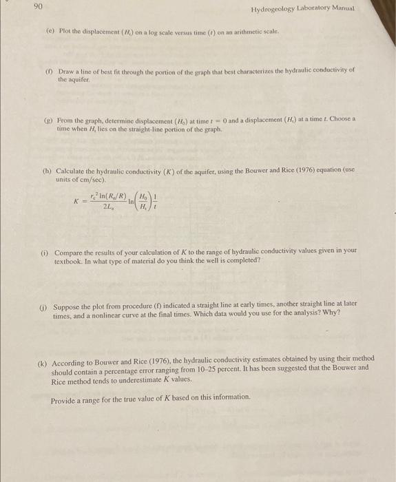 Solved Lab 11 Aquifer Testing III: Slug- Test Data | Chegg.com
