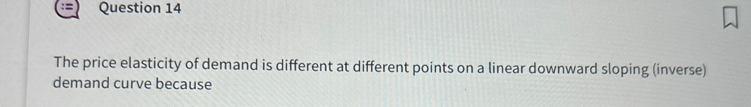 Solved The price elasticity of demand is different at | Chegg.com