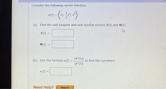 Solved Consider the following vector function. | Chegg.com