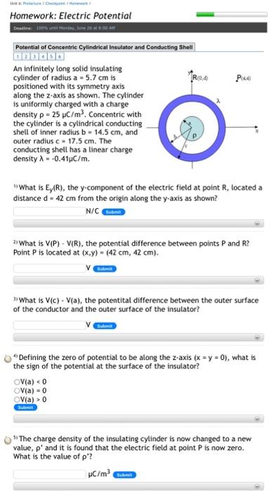 Solved Potential of Concentric Cylindrical Insulator and | Chegg.com