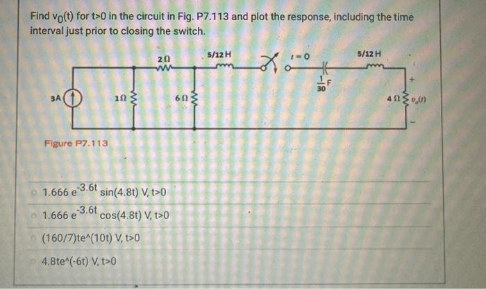 Solved For the underdamped circuit shown in Fig. P7.110, | Chegg.com