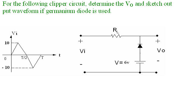 Solved For the following clipper circuit, determine the Vo | Chegg.com