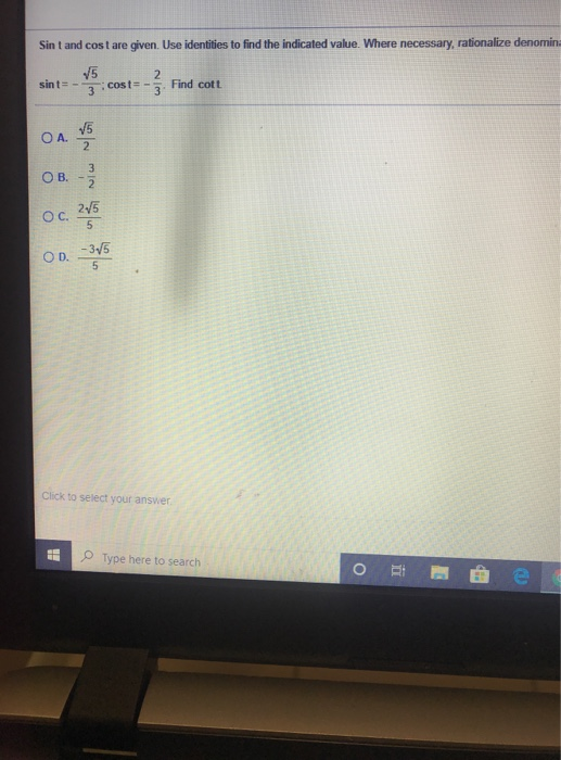 Solved Sint and cost are given. Use identities to find the | Chegg.com
