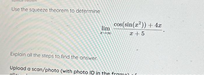 Solved Use the squeeze theorem to determine | Chegg.com