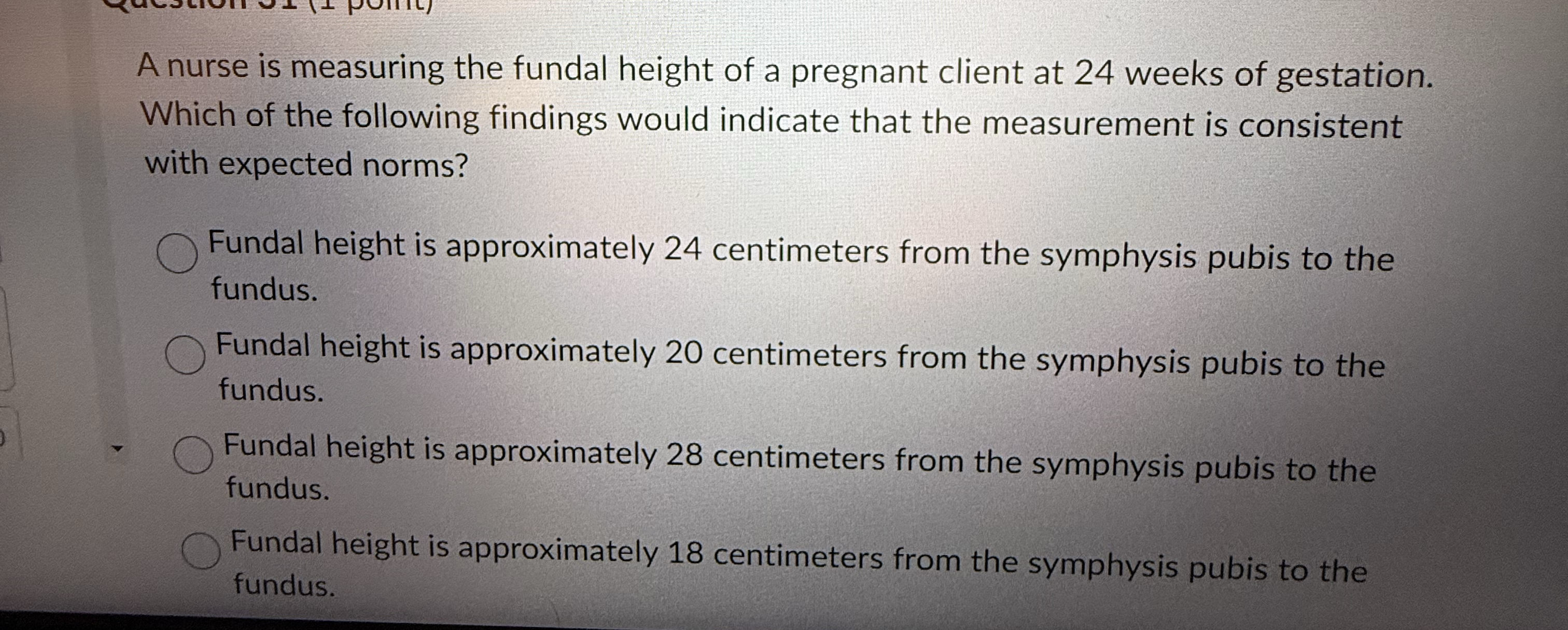 [Solved]: A nurse is measuring the fundal height of a pregna