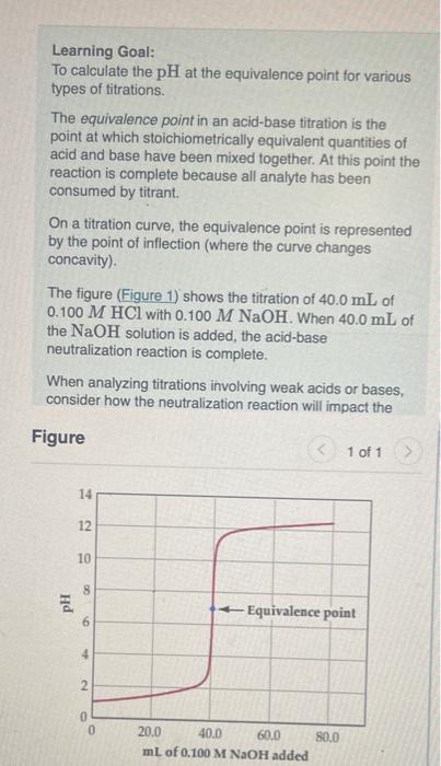 Solved Learning Goal: To calculate the pH at the equivalence | Chegg.com