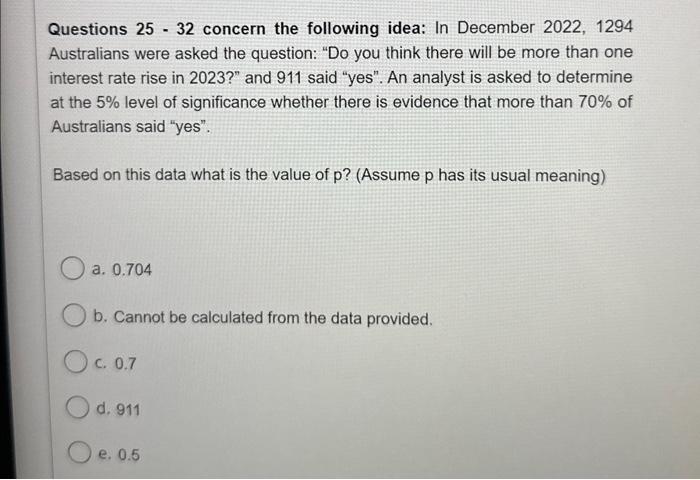Solved Questions 25 - 32 concern the following idea: In | Chegg.com