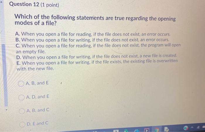 Solved Question 12 (1 point) Which of the following | Chegg.com