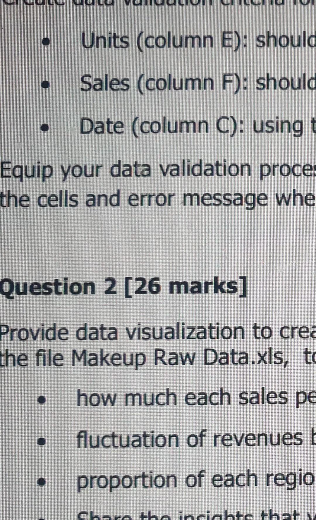 Units (column E): should Sales (column F): should | Chegg.com
