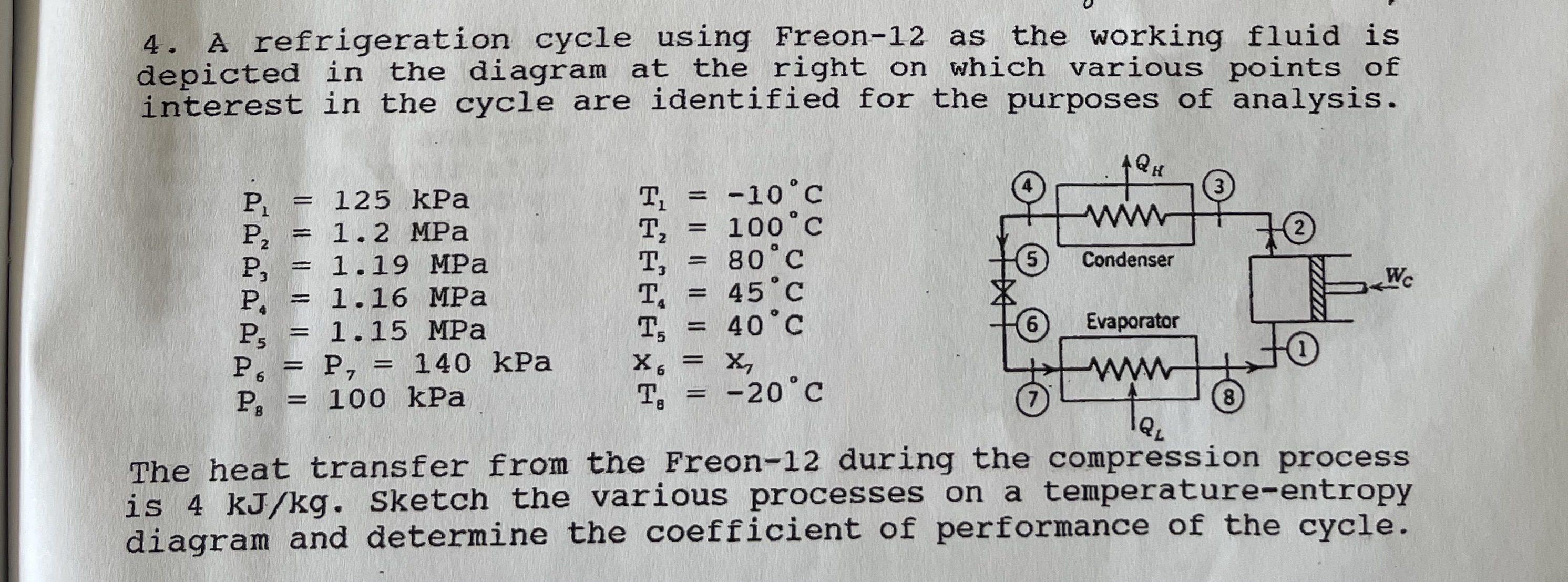 Solved A refrigeration cycle using Freon-12 ﻿as the working | Chegg.com