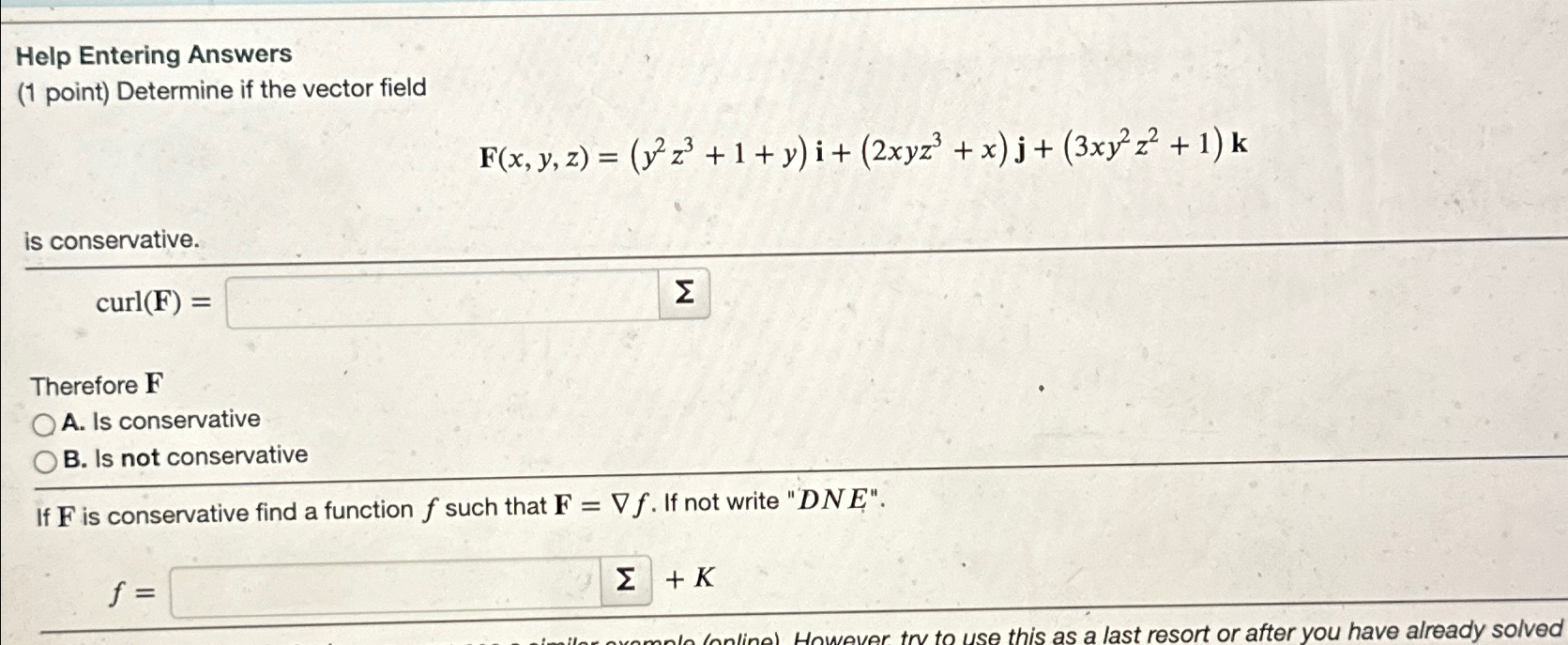 Solved Help Entering Answers(1 ﻿point) ﻿Determine if the | Chegg.com