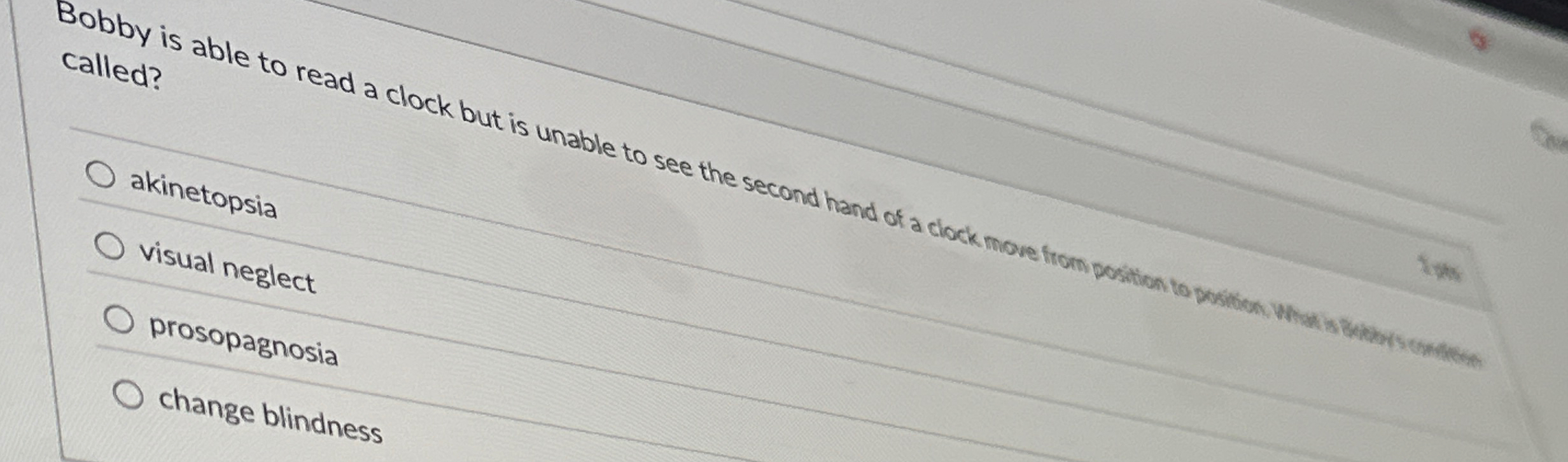 Solved Bobby iscalled?akinetopsiavisual | Chegg.com