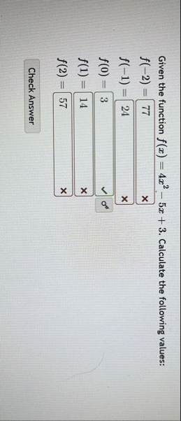 Solved Given the function f(x)=4x2-5x 3. ﻿Calculate the | Chegg.com