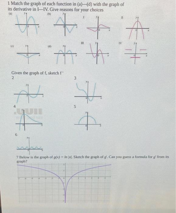 Solved 1 Match the graph of each function in (a) - (d) with | Chegg.com