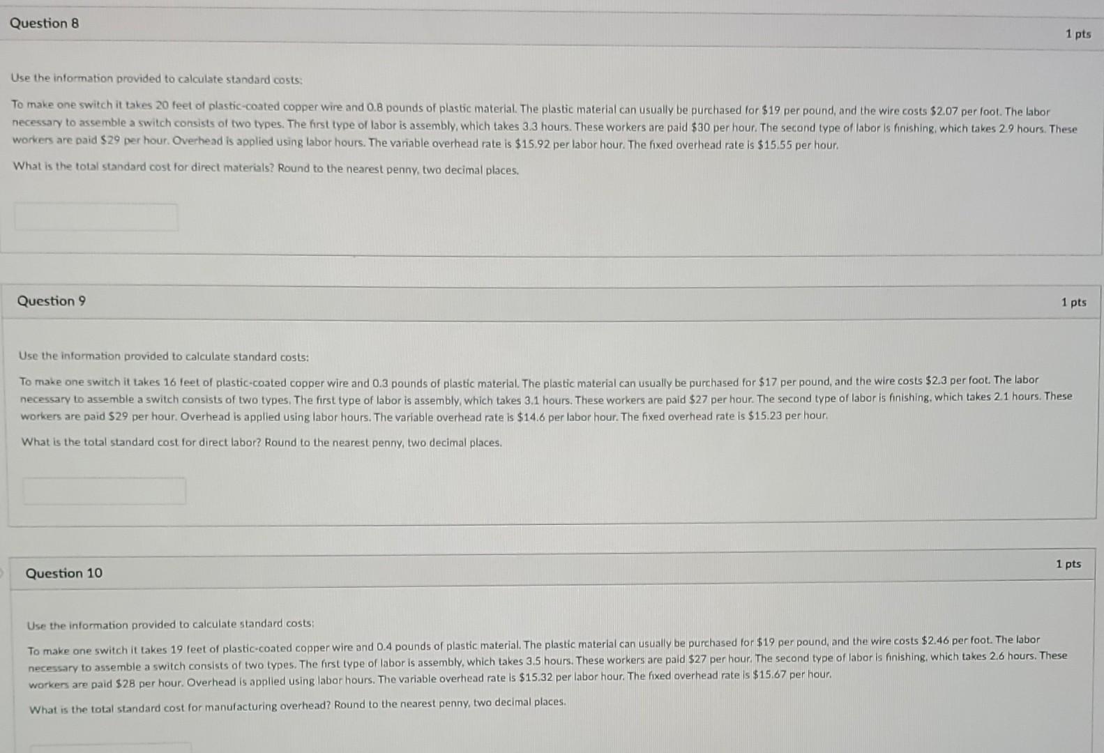 Solved Use the information provided to calculate standard | Chegg.com