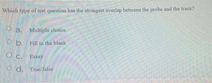 Solved Which type of test question has the strongest overlap | Chegg.com