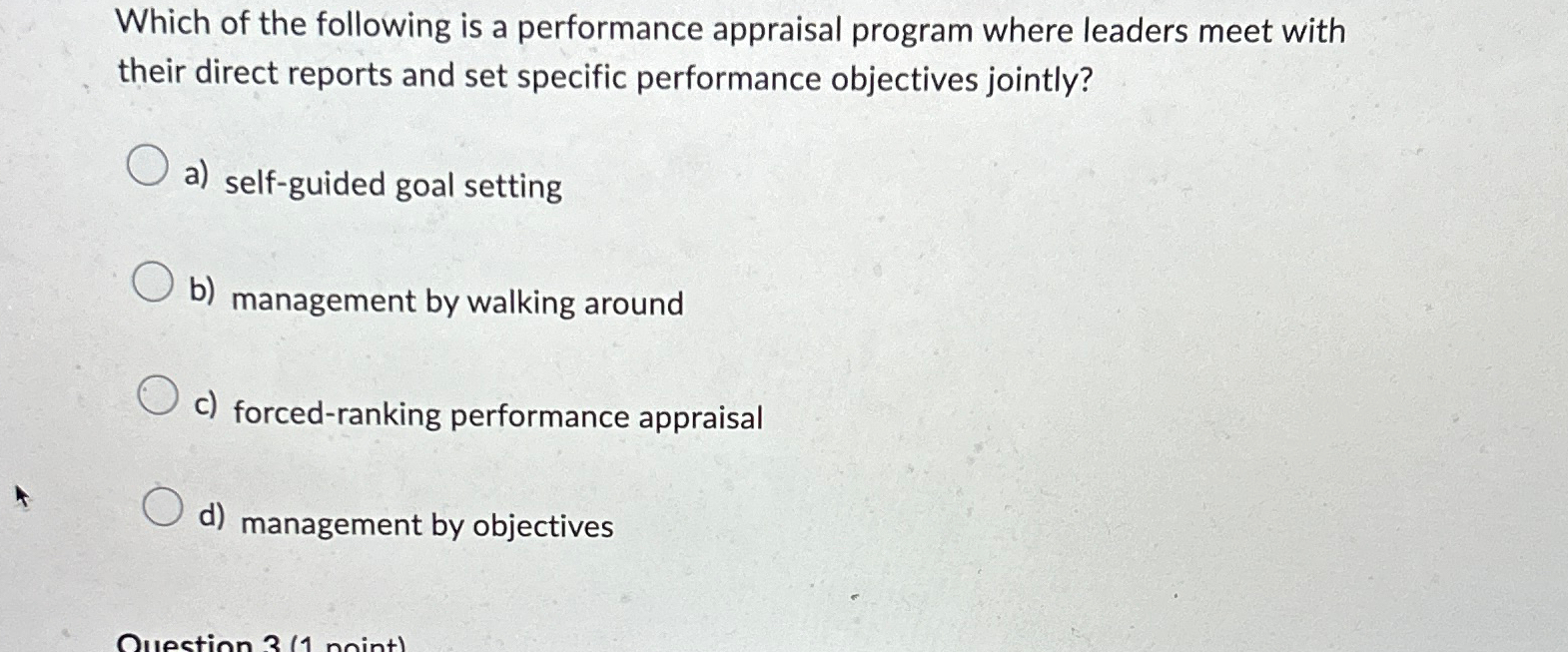 Solved Which of the following is a performance appraisal | Chegg.com