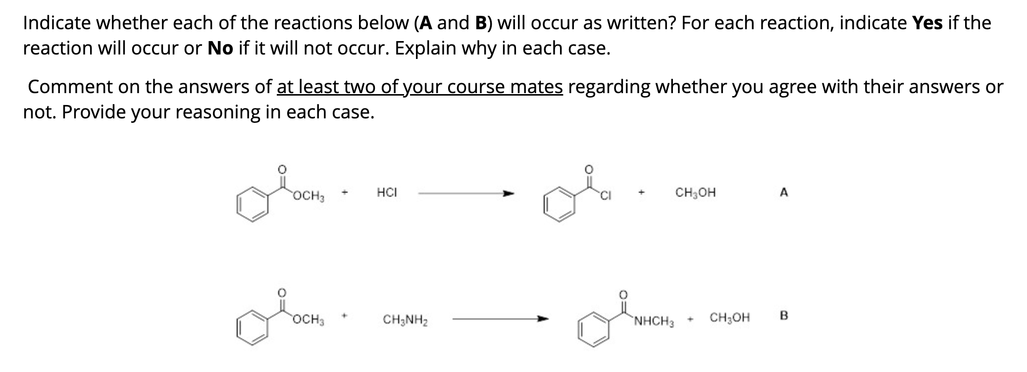 Solved Indicate whether each of the reactions below (A and | Chegg.com
