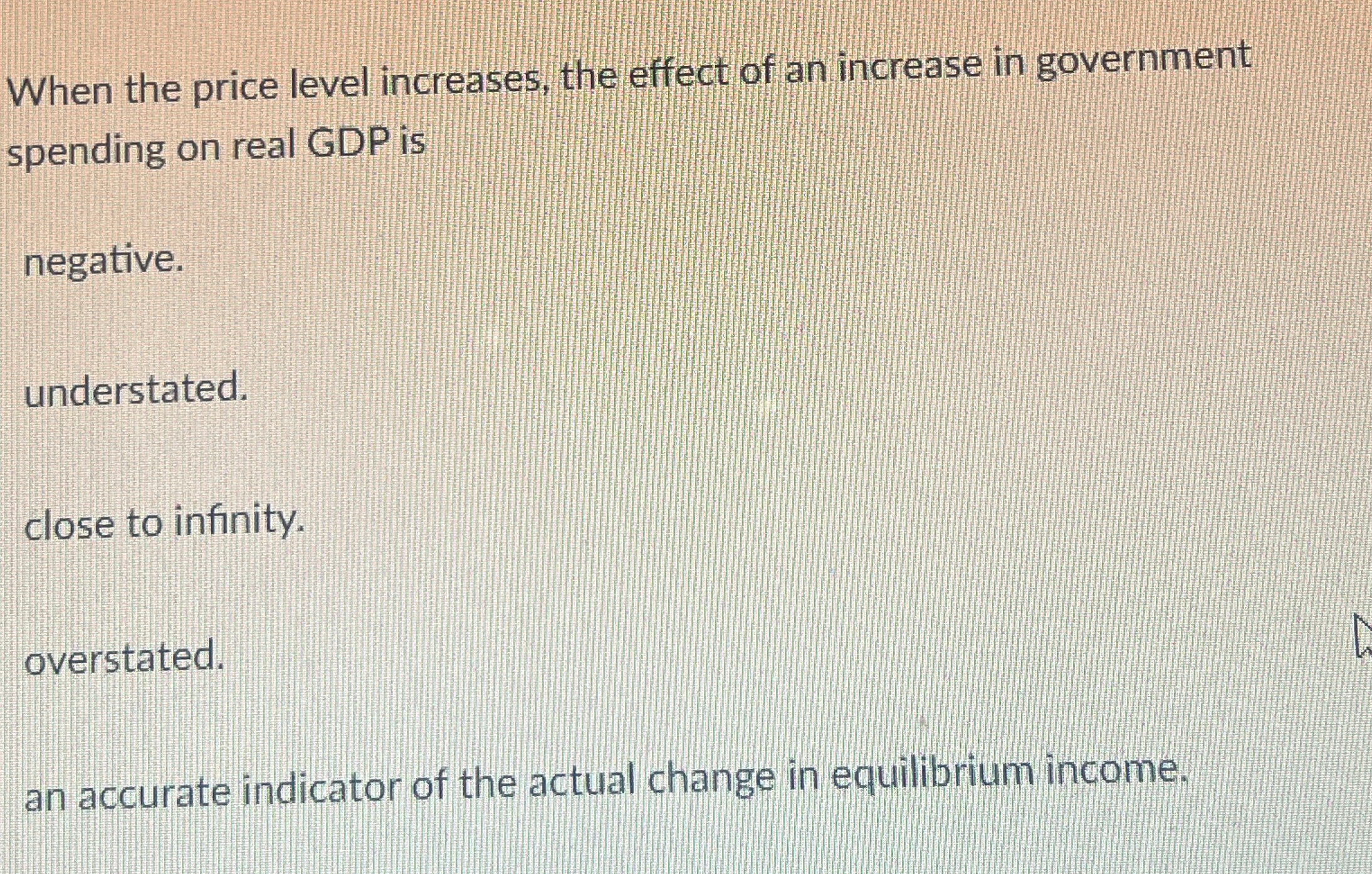 Solved When the price level increases, the effect of an | Chegg.com