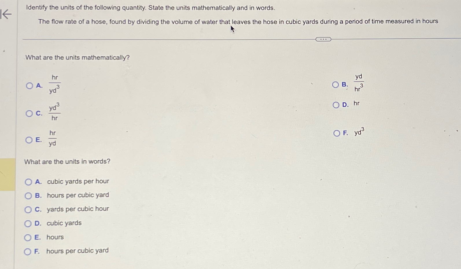 Solved Identify the units of the following quantity. State | Chegg.com