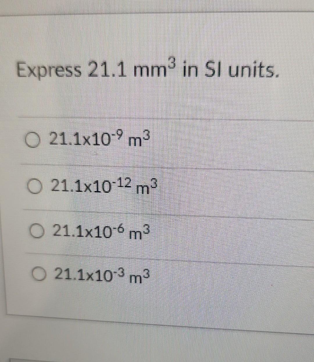 Solved Express 12.6μm2 in SI units 12.6×10−15 m2 12.6×10−12 | Chegg.com