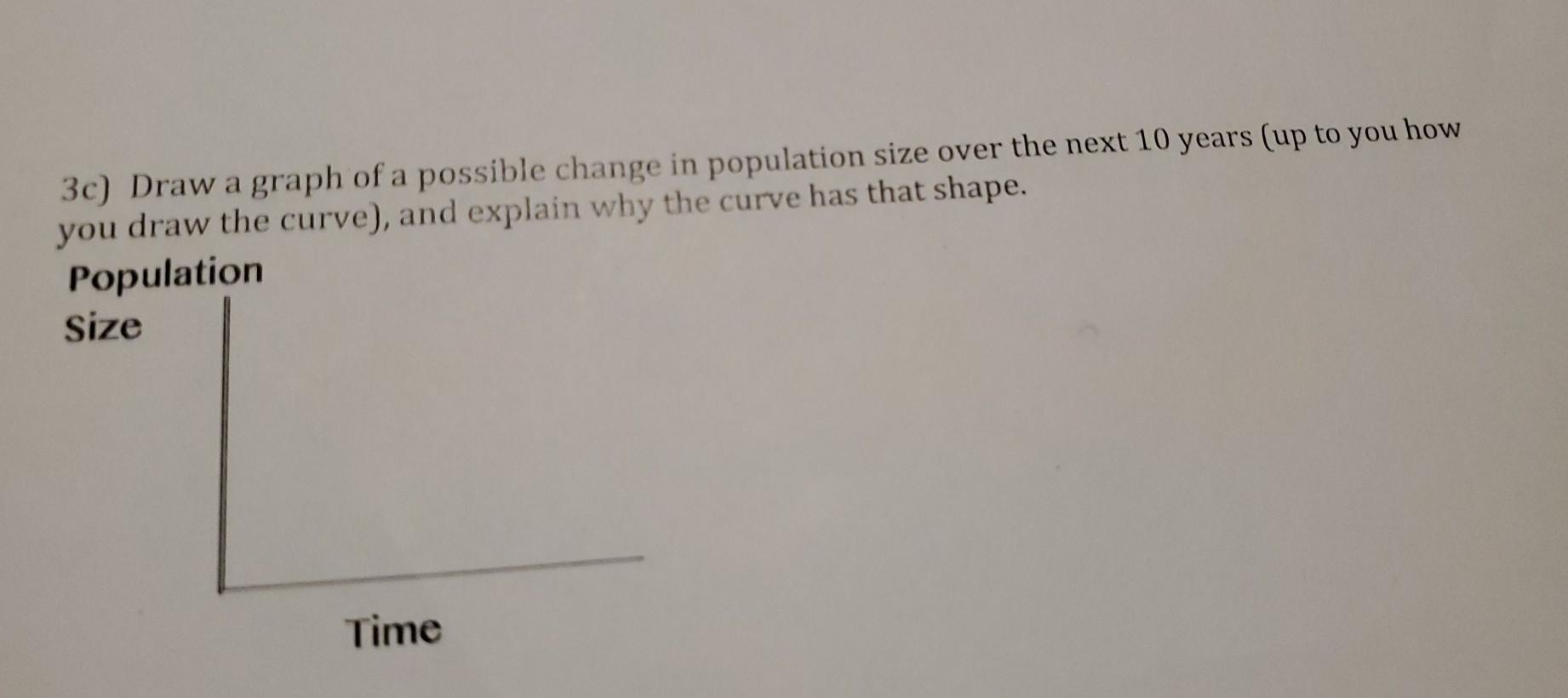 Solved 3c) Draw a graph of a possible change in population | Chegg.com