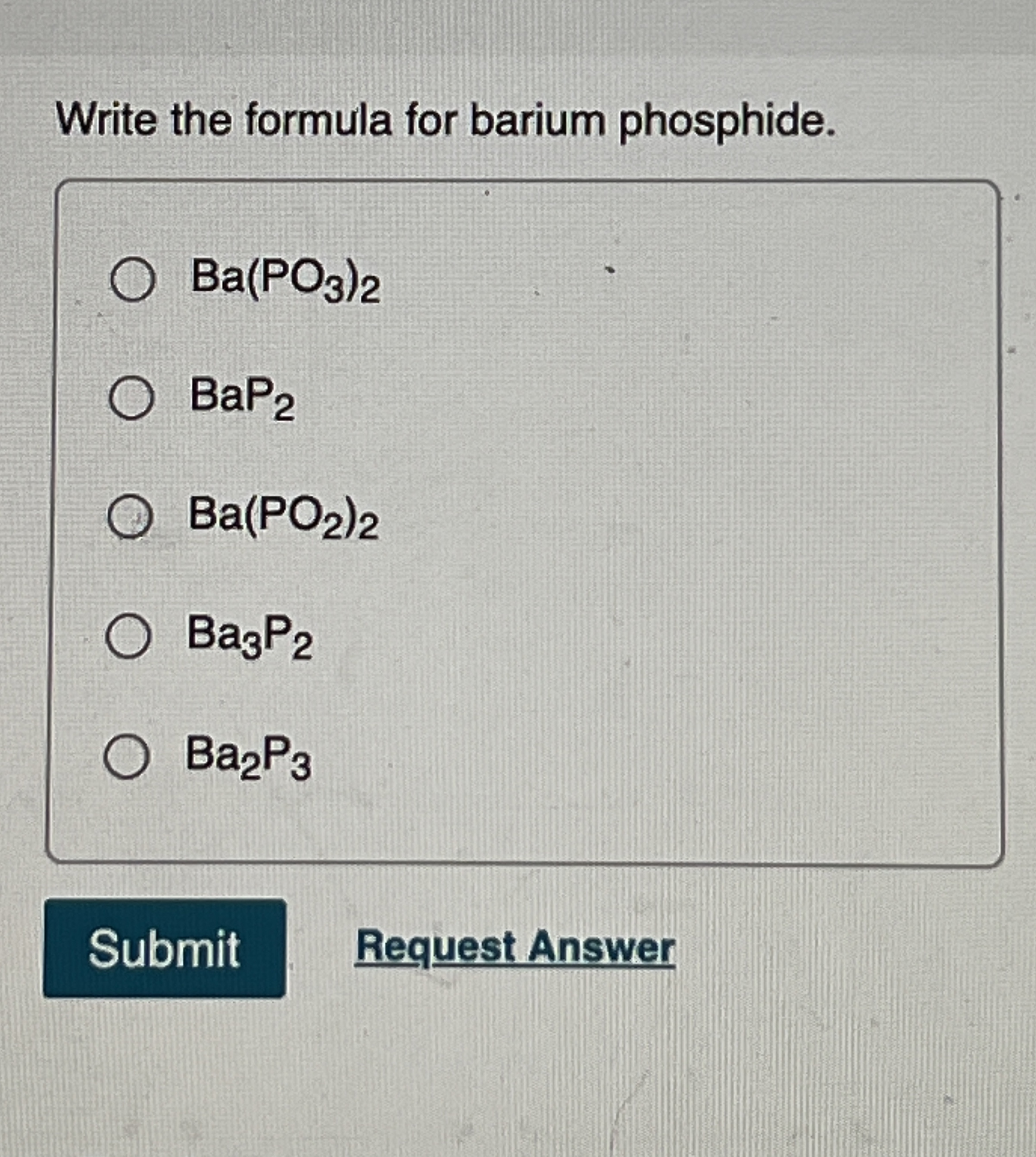 Solved Write the formula for barium | Chegg.com