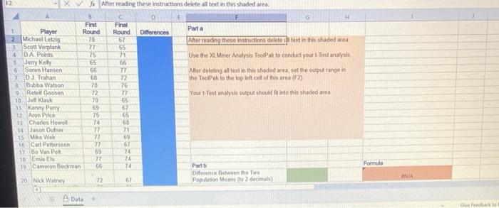 Solved Scores in the first and final rounds for a sample of | Chegg.com