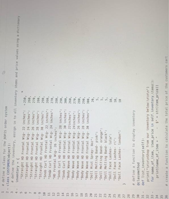 Solved 3 \# define the inventory, assign in to all inventory | Chegg.com