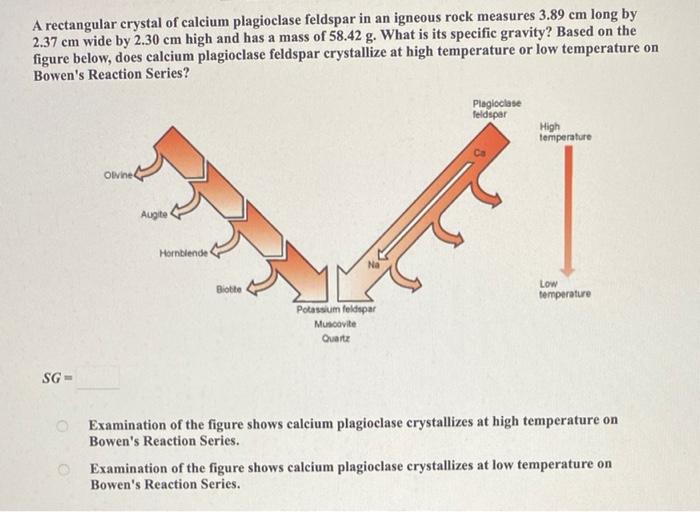 A rectangular crystal of calcium plagioclase feldspar | Chegg.com
