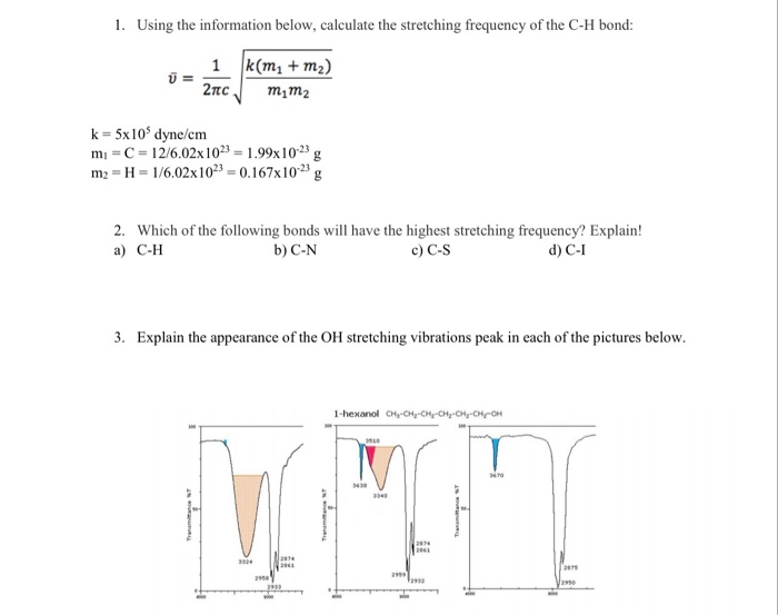 Solved 1. Using the information below, calculate the | Chegg.com