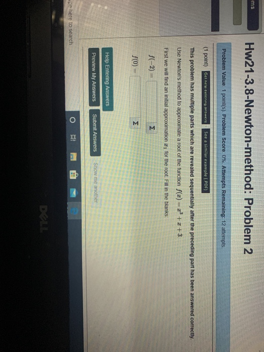 Solved Hw21-3.8-Newton-method: Problem 2 Problem Value 1 | Chegg.com