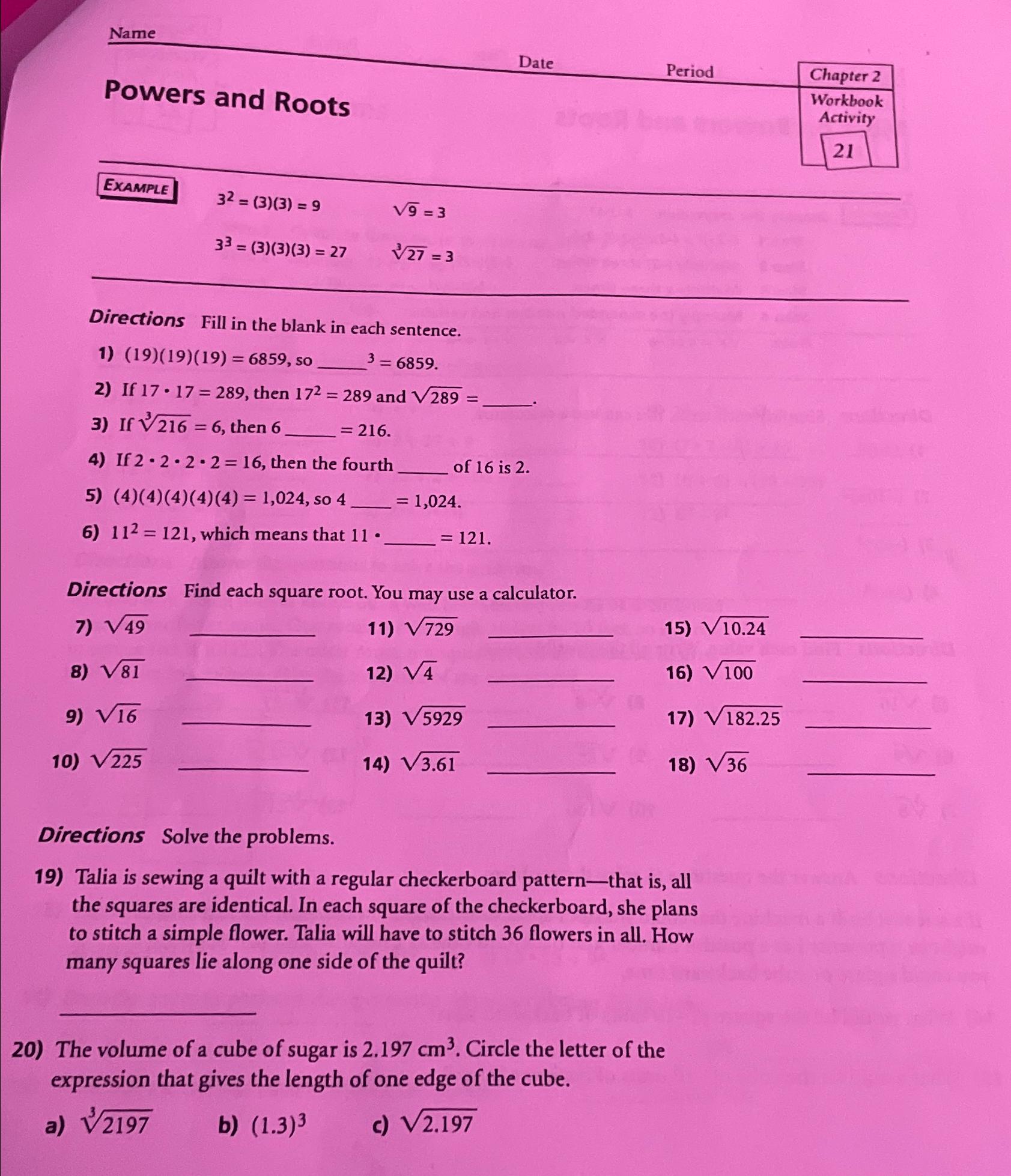 Solved NameDatePeriodChapter 2Powers and | Chegg.com