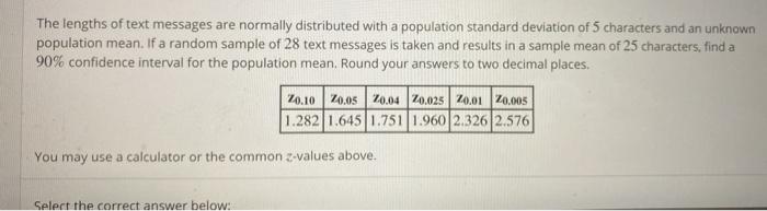 Solved The lengths of text messages are normally distributed | Chegg.com