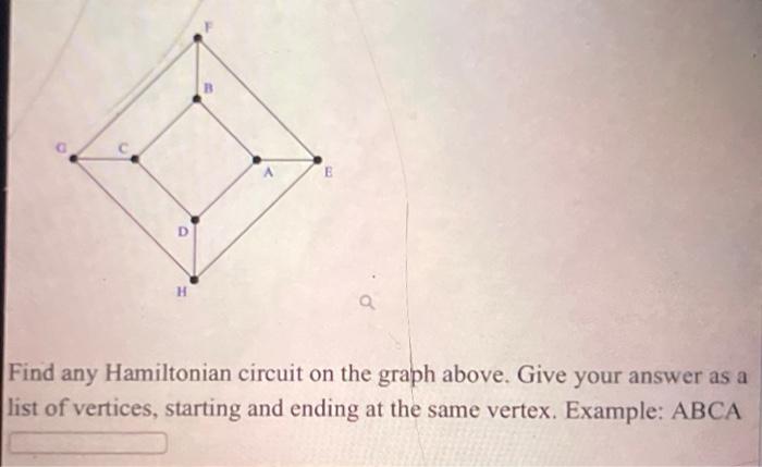 Solved E D Find any Hamiltonian circuit on the graph above. | Chegg.com