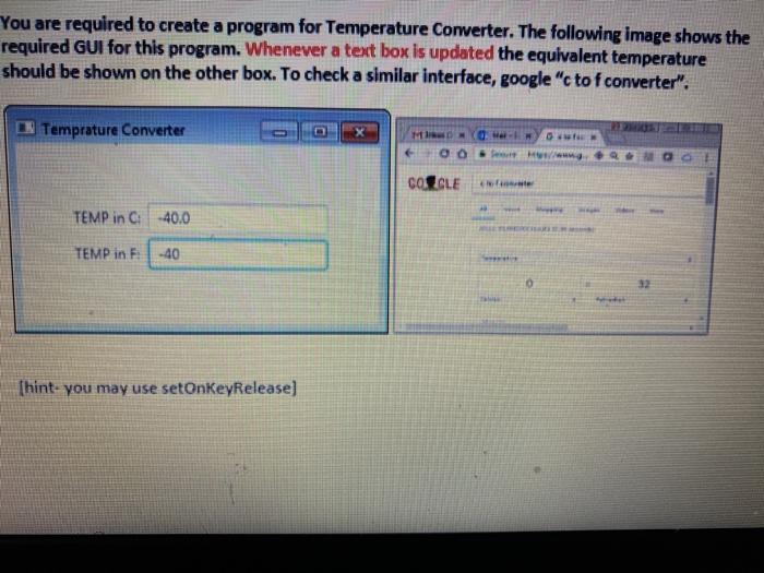 Solved You are required to create a program for Temperature | Chegg.com