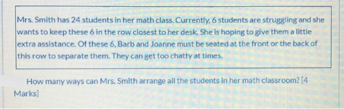 Solved Mrs. Smith has 24 students in her math class. | Chegg.com