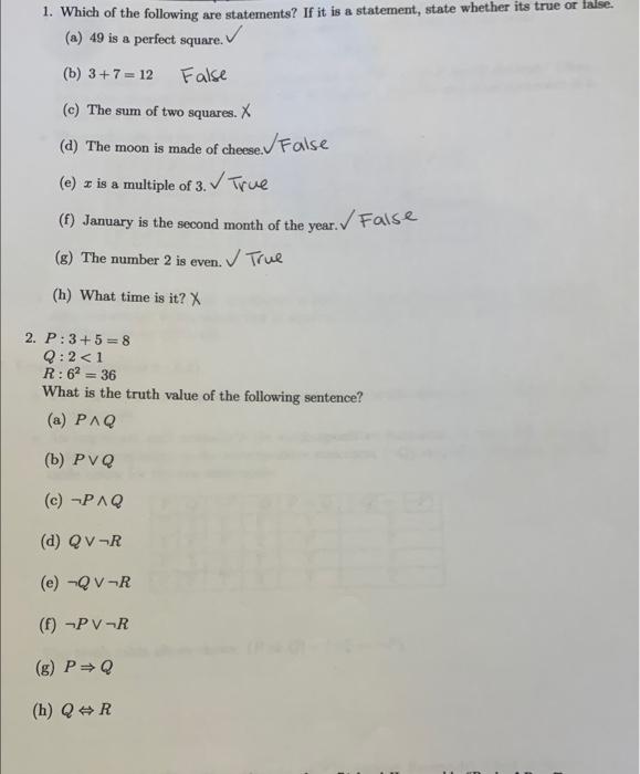 Solved 1. Make a truth table for the following statement: | Chegg.com