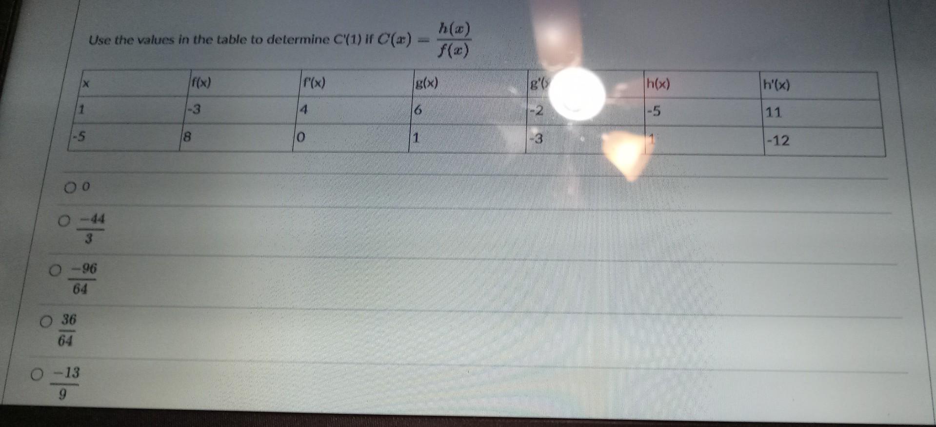 Solved Use the values in the table to determine C′(1) if | Chegg.com