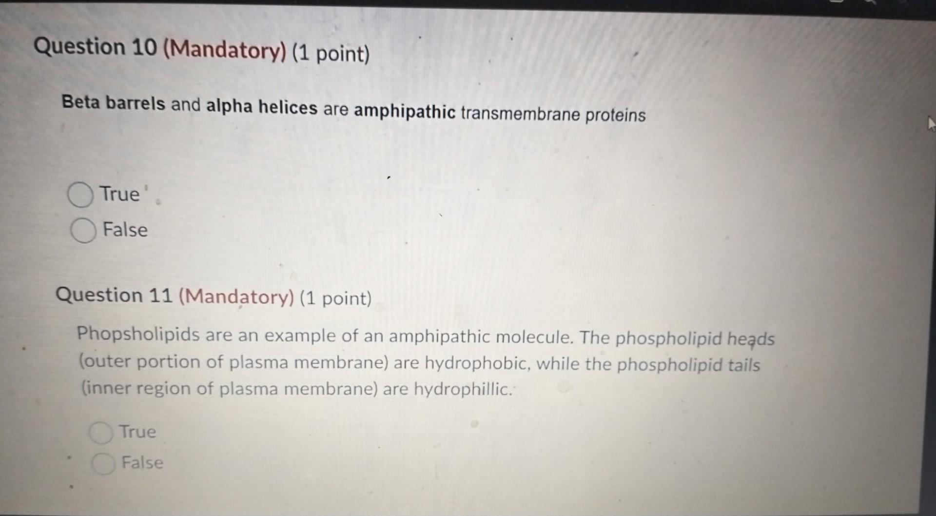 Solved Beta barrels and alpha helices are amphipathic | Chegg.com