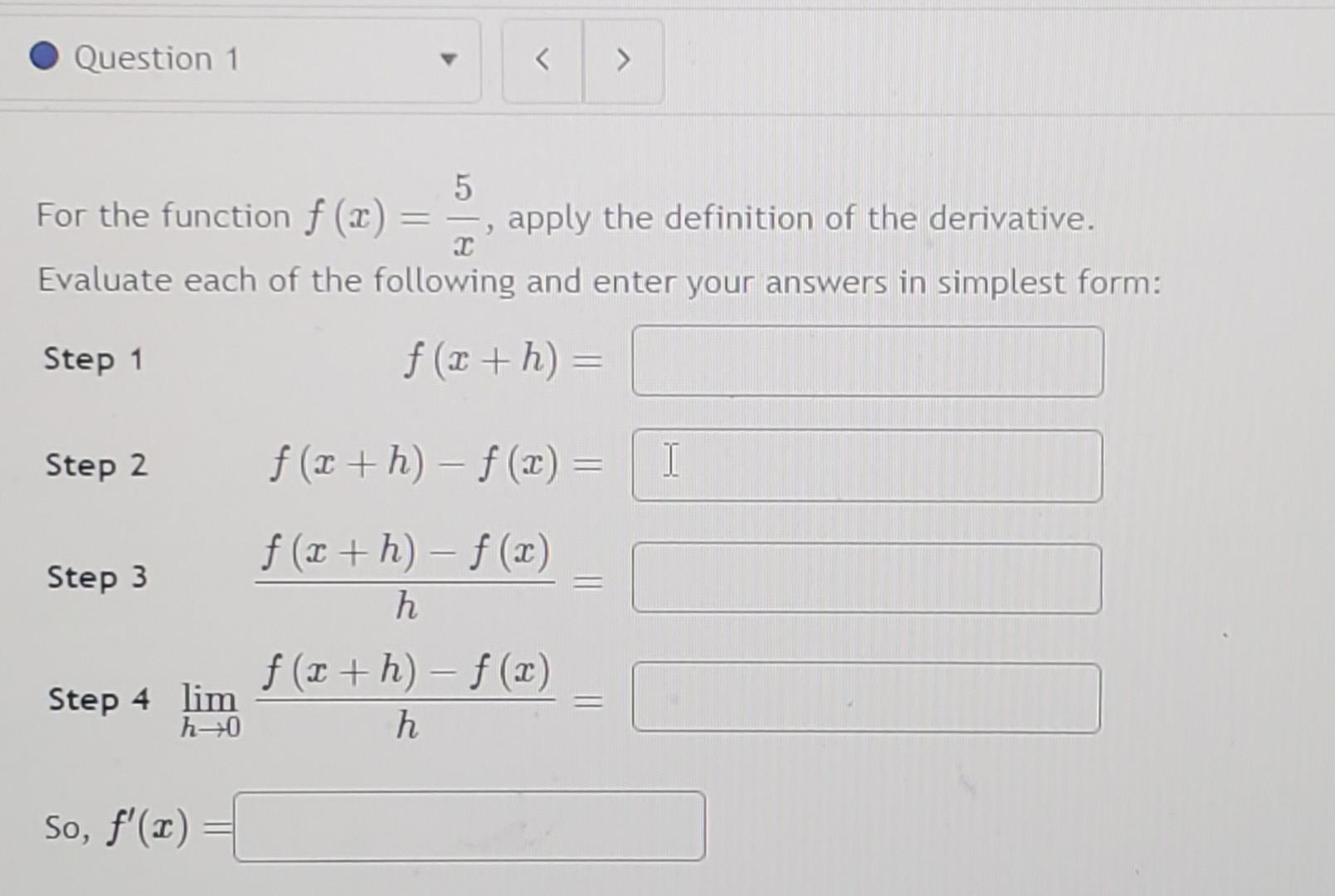 Solved For the function f(x)=x5, apply the definition of the | Chegg.com