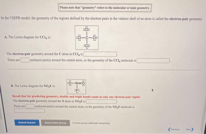 Solved Please note that "geometry" refers to the molecular | Chegg.com