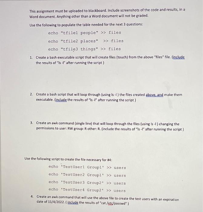 Solved This assignment must be uploaded to blackboard. | Chegg.com